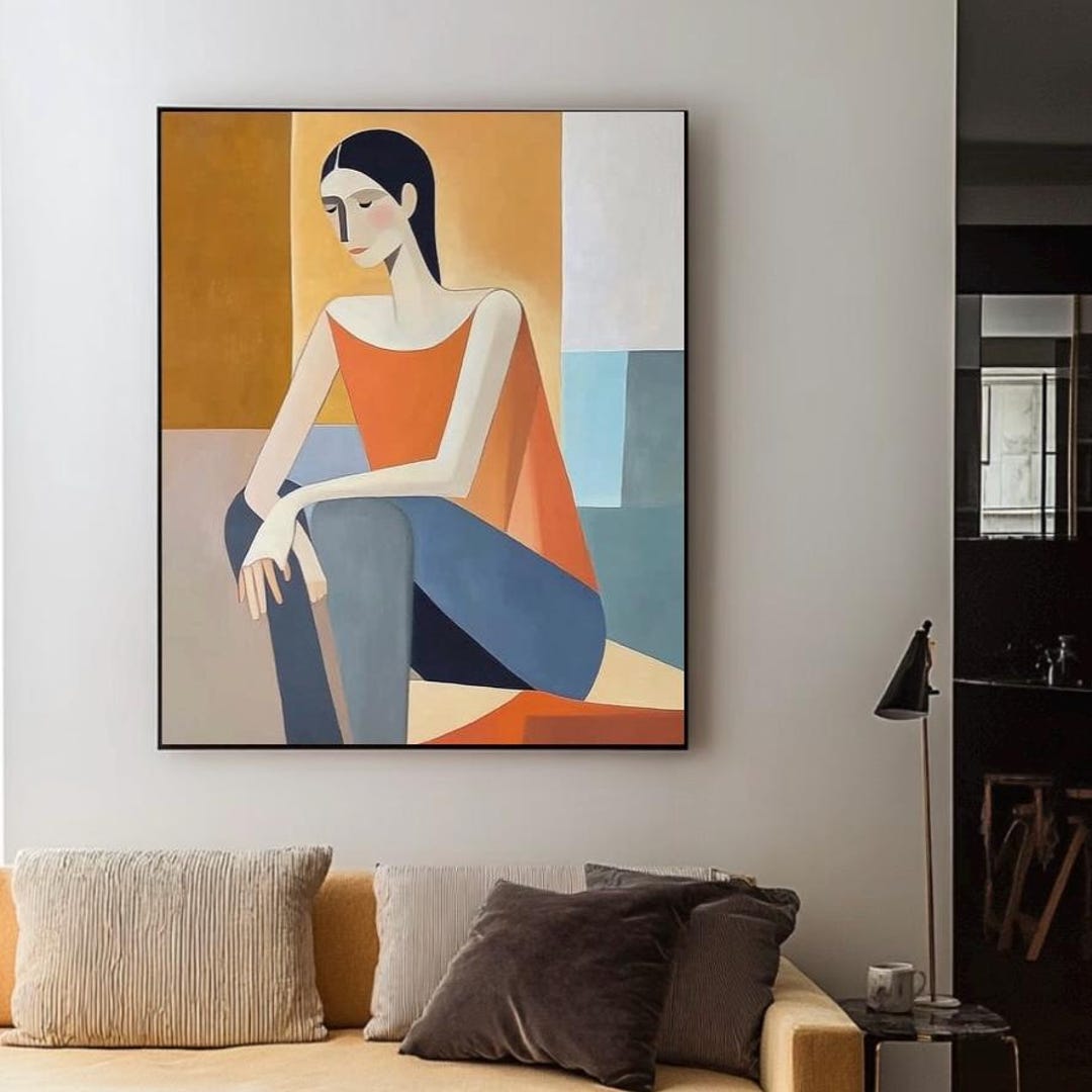 Original Thinking Lady Portrait Painting Expressive Figurative Painting ...