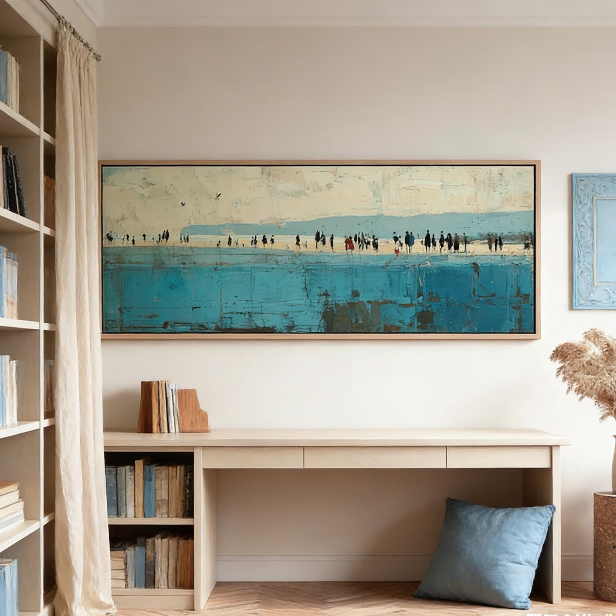 Framed Abstract Seascape Canvas Art, Long Horizontal Wall Decor - Etsy