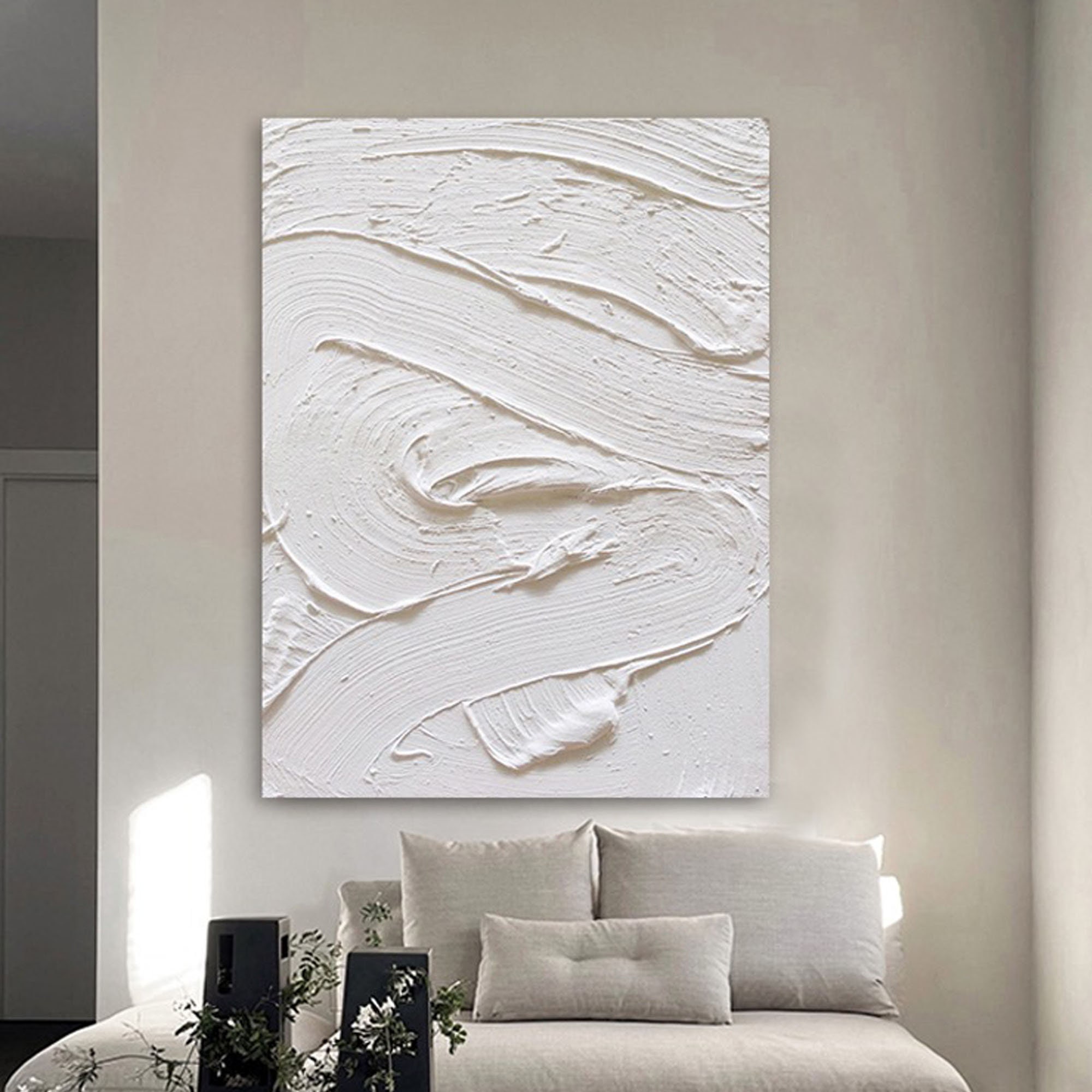 White 3D Textured Painting, Minimalist Abstract Canvas Art - Etsy
