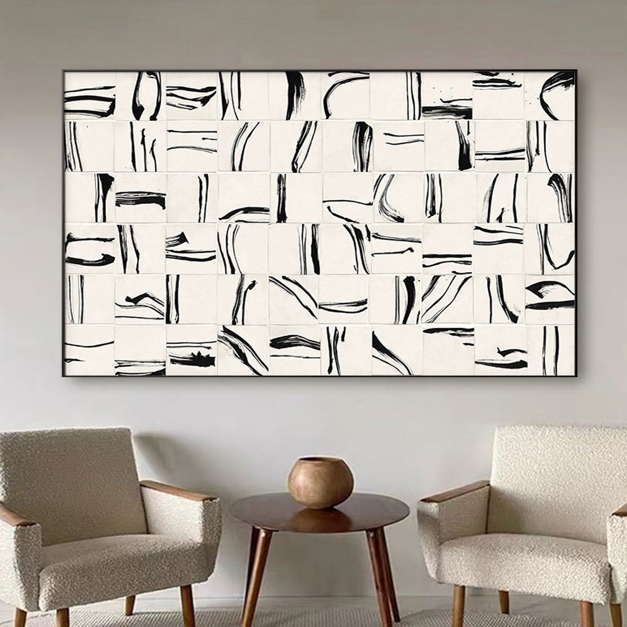 Black and White 3D Texture Wall Art Black and White Minimalist Art ...