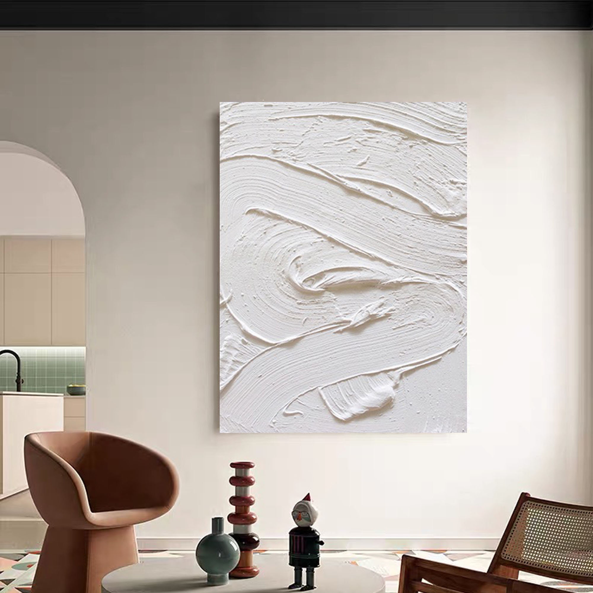 White Texture Painting White 3D Textured Painting White Minimalist Painting Original Modern Room ...