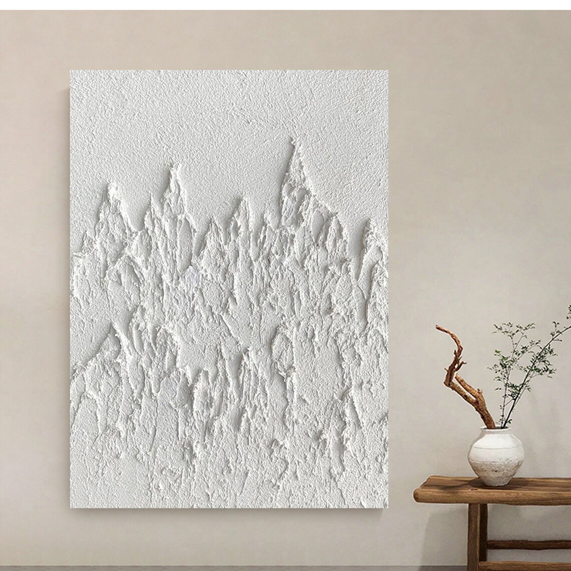 Large White Abstract Painting 3D White Textured Painting White - Etsy