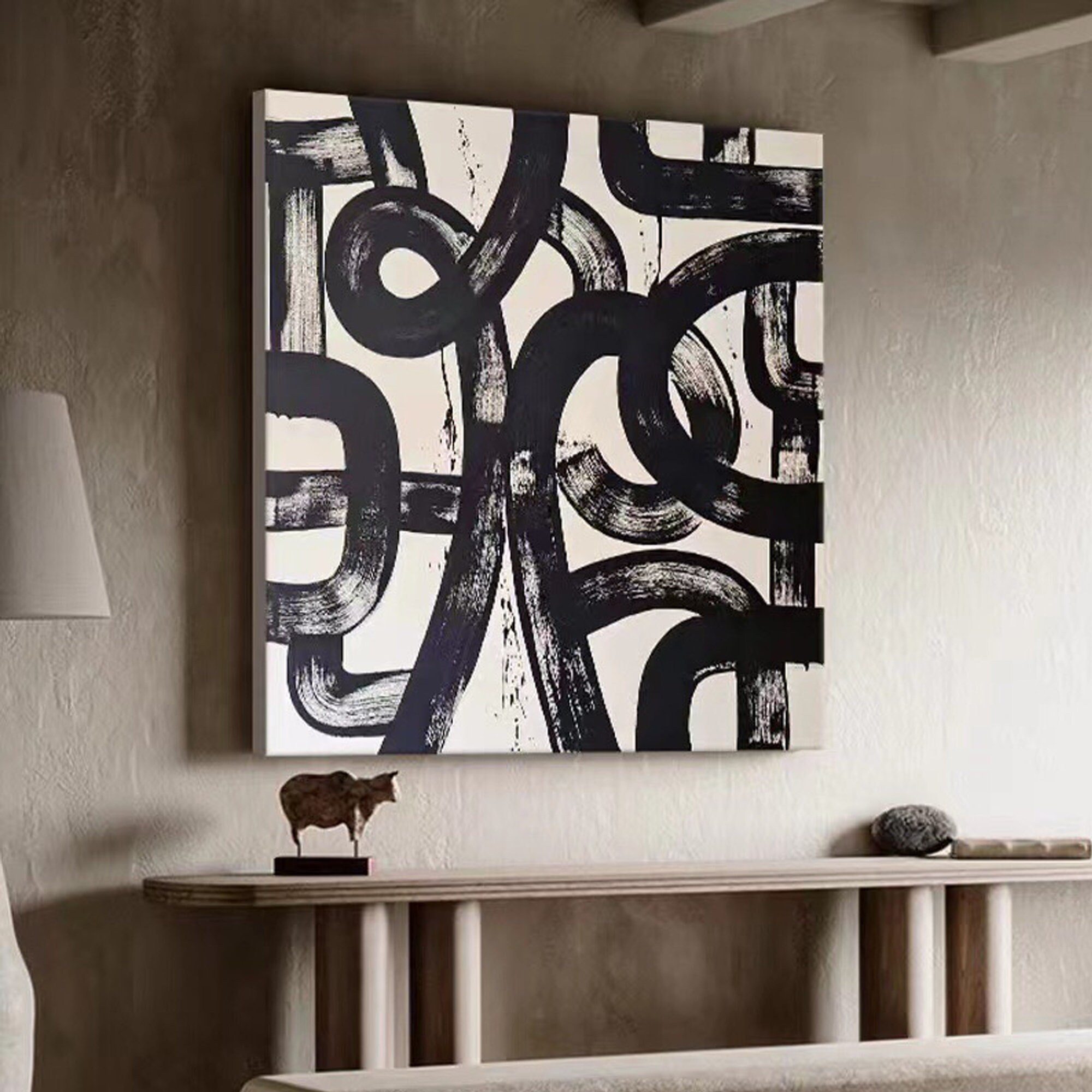 Black and White Minimalist Painting Large Black Abstract - Etsy