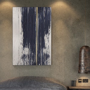Large Wall Art Wind Blue Abstract Painting Line Art Blue and White ...