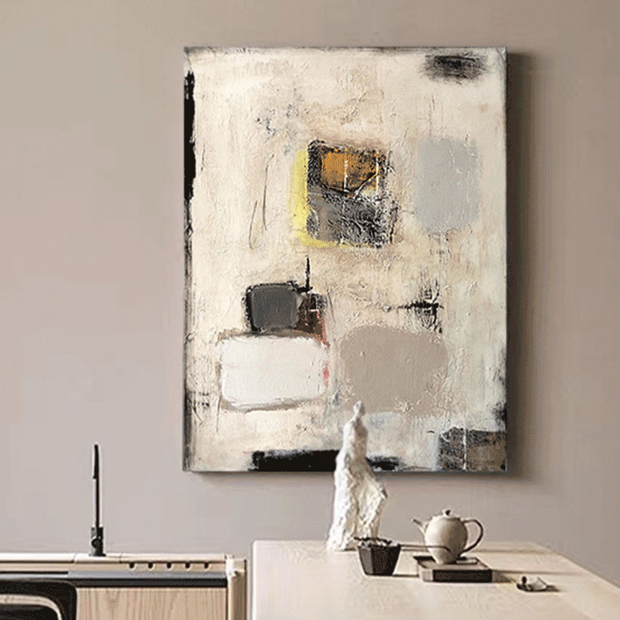 Large Wabi Sabi Painting, Wabi Sabi Art, Modern Abstract Painting White ...