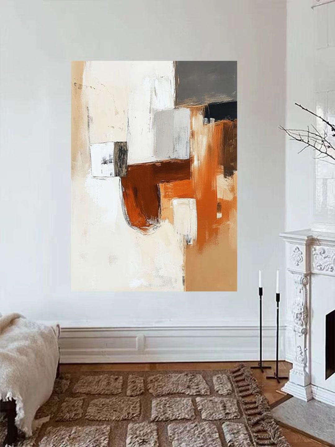 Original Oil Painting on Canvas, Large White Wall Art, Abstract Texture ...