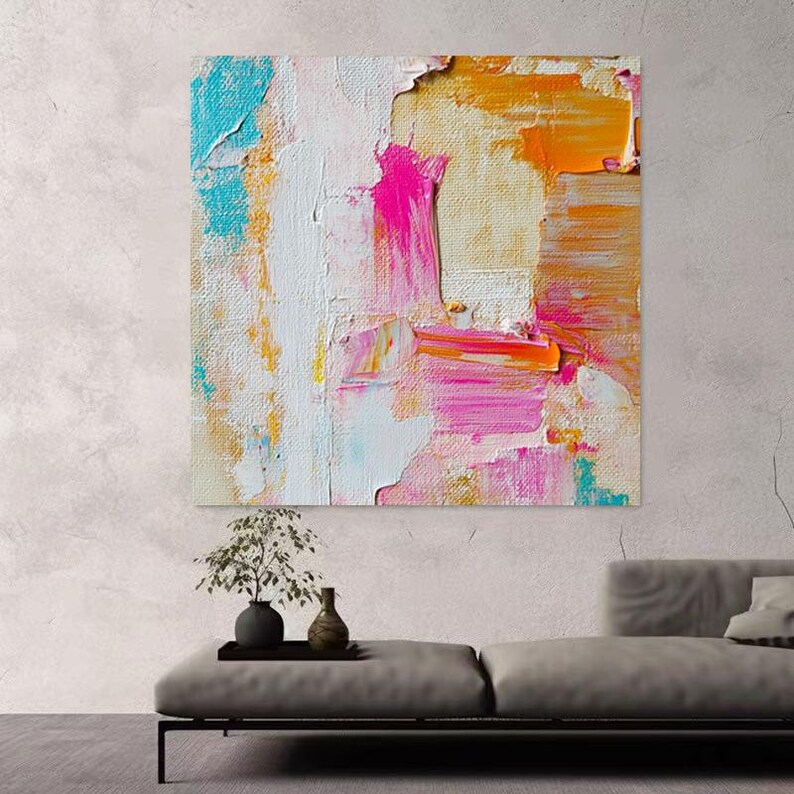Colorful Abstract Oil Painting: Large Vibrant Canvas Wall Art - Etsy