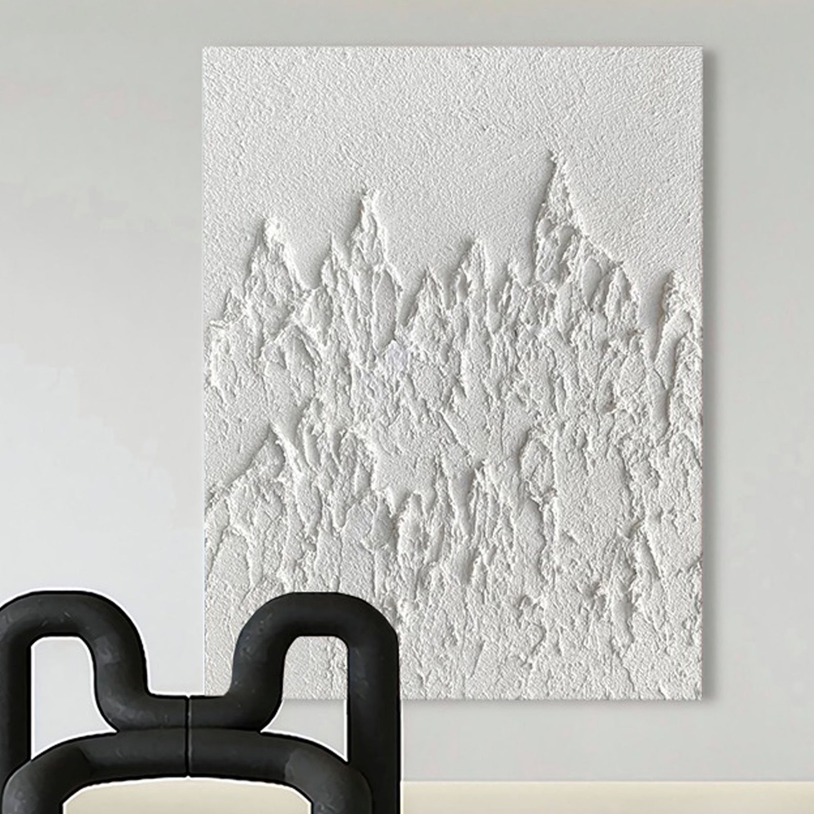 Large 3D White Textured Painting, Minimalist Mountain Wall Art - Etsy