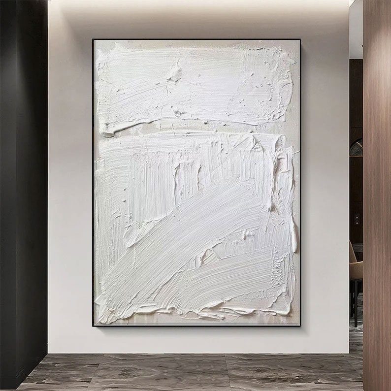 Pure White 3D Minimalist Painting on Canvas Large White Art - Etsy