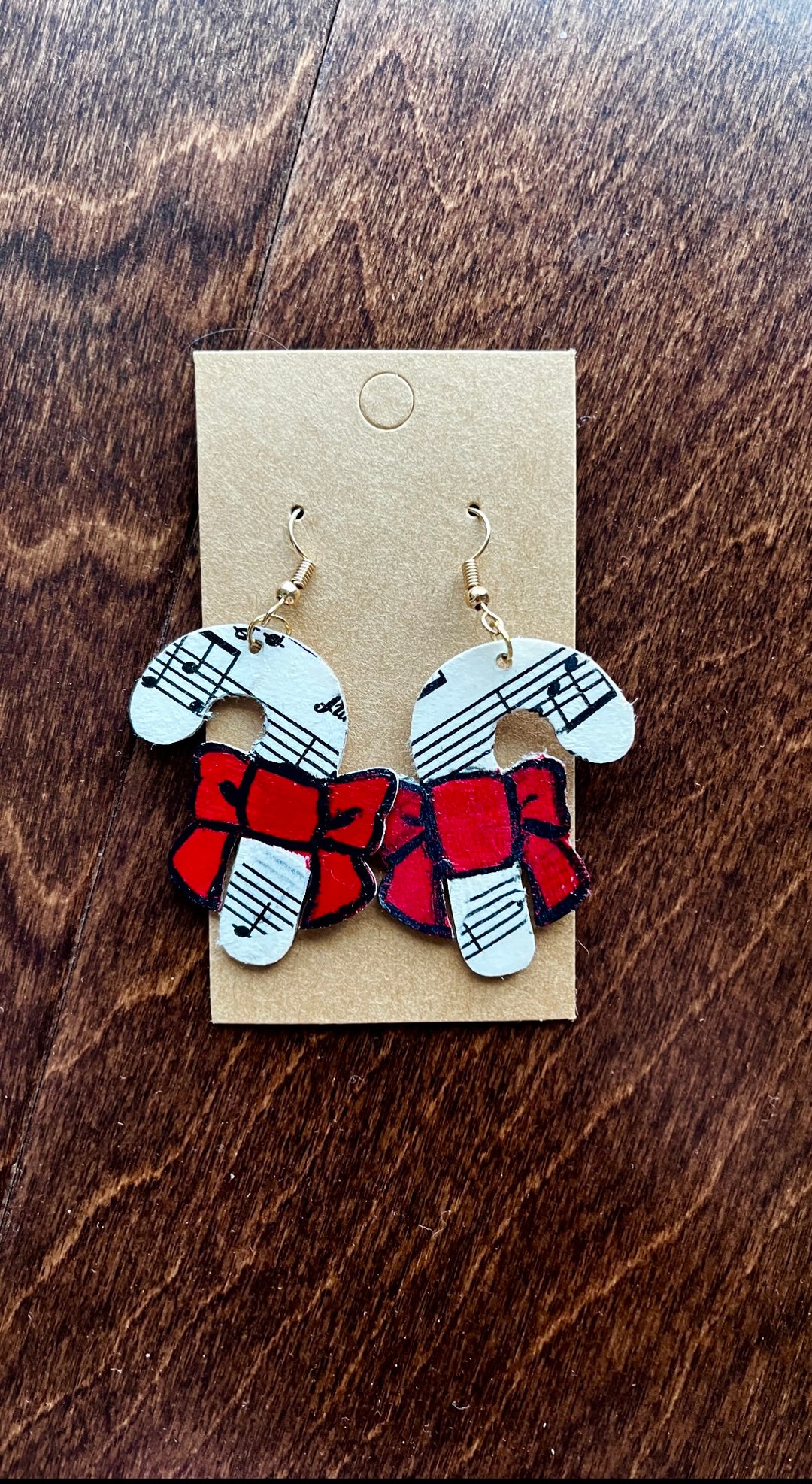 Music Note Candy Cane Earrings - Etsy