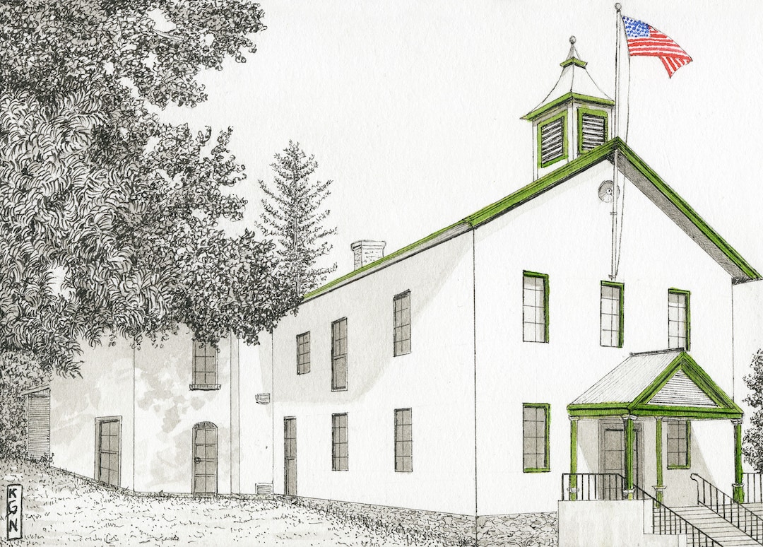Sutter Creek Grammar School Art Print: Historic California Pen & Ink ...
