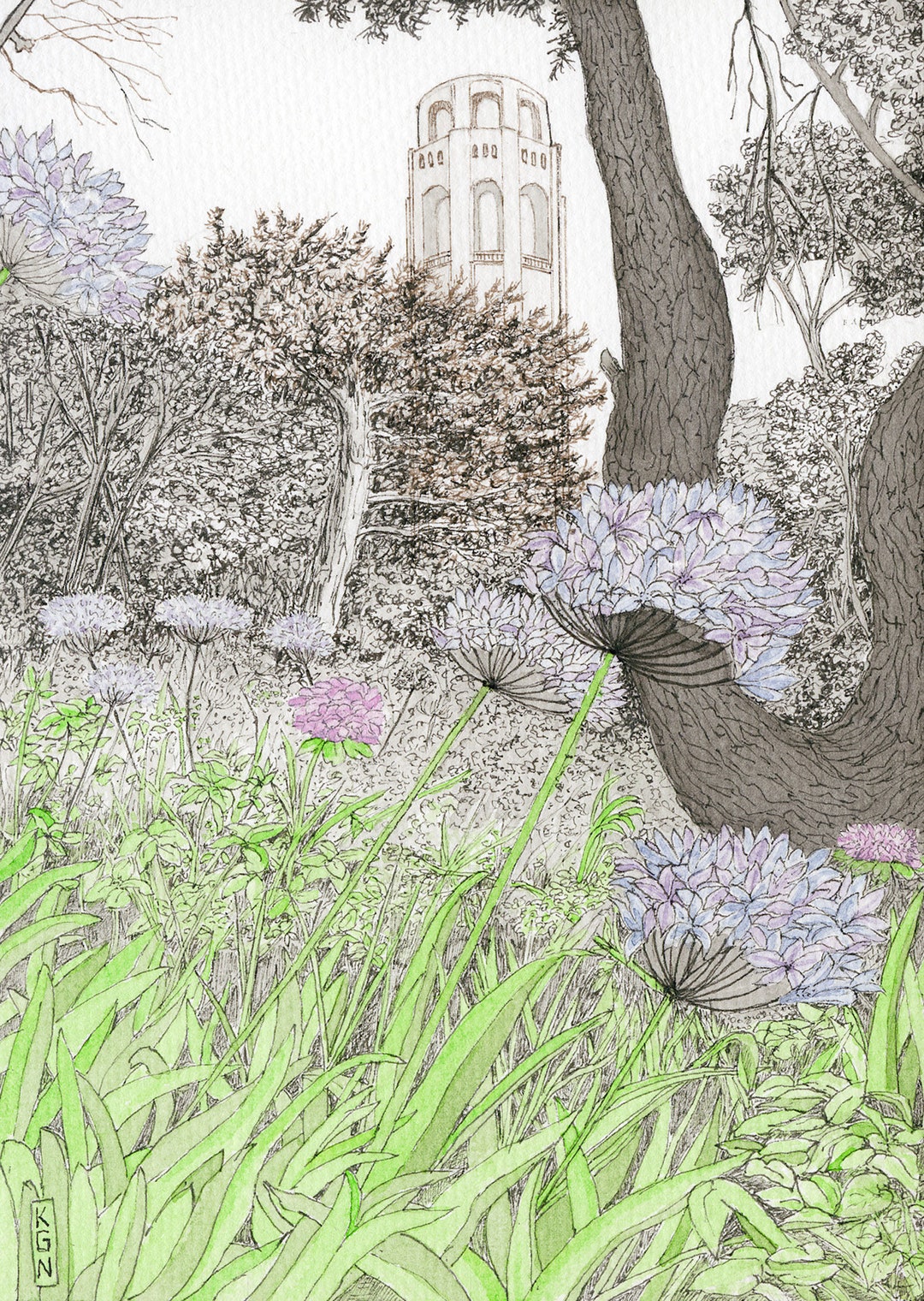 COIT TOWER REVERENCE is an Original Pen and Ink Giclee Archival Ink ...