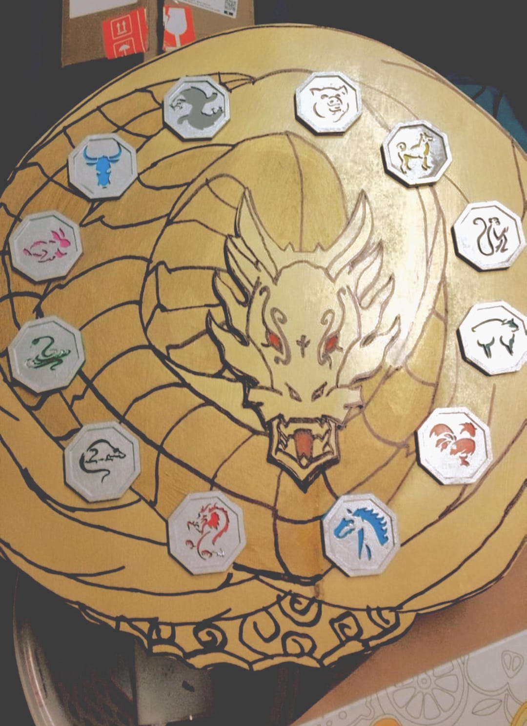 Chinese Horoscope Talismans - Dragon Frame With Embossed Face - DIGITAL ...