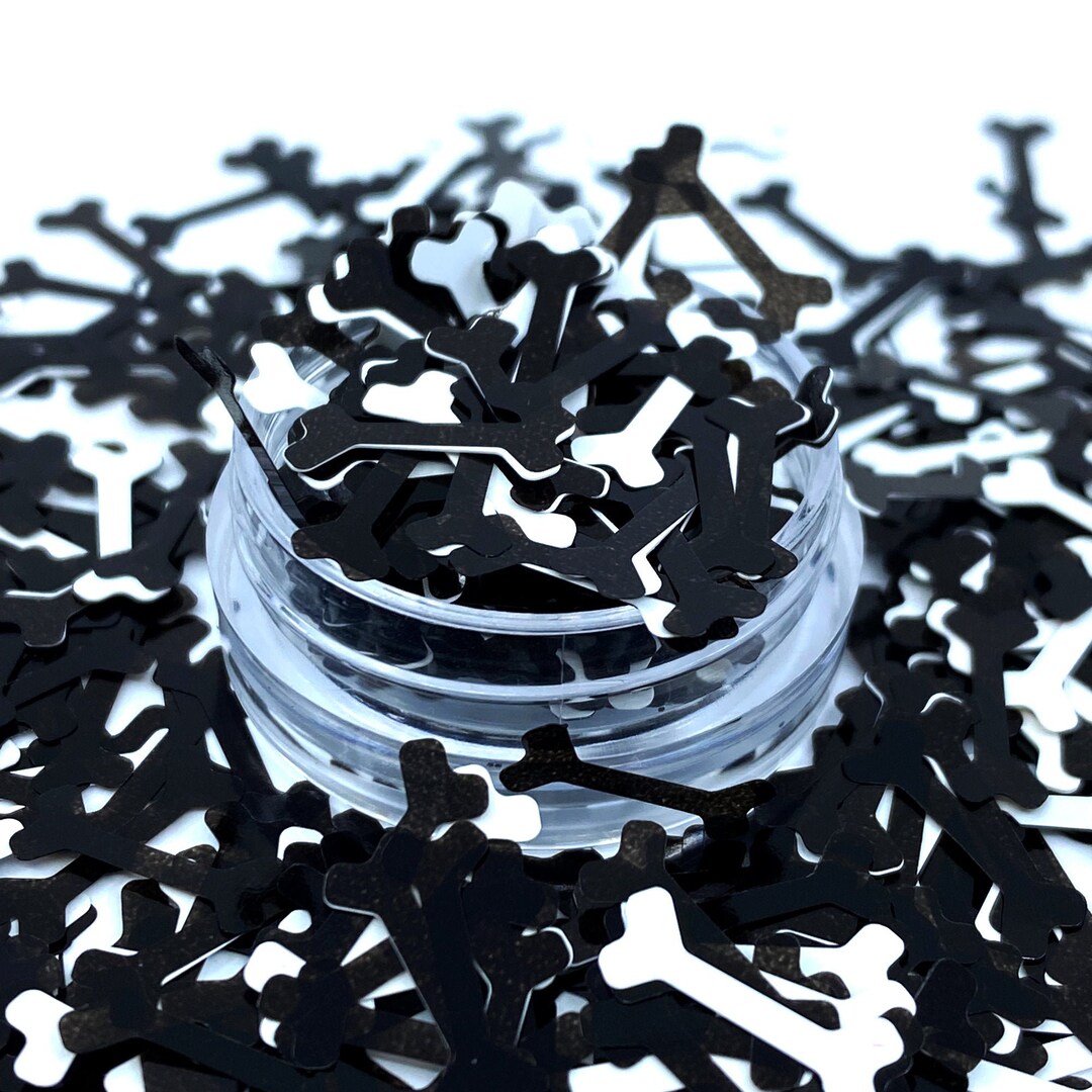 White and Black Bone Shape Glitter, Polyester Glitter, Tumblers, Slime ...