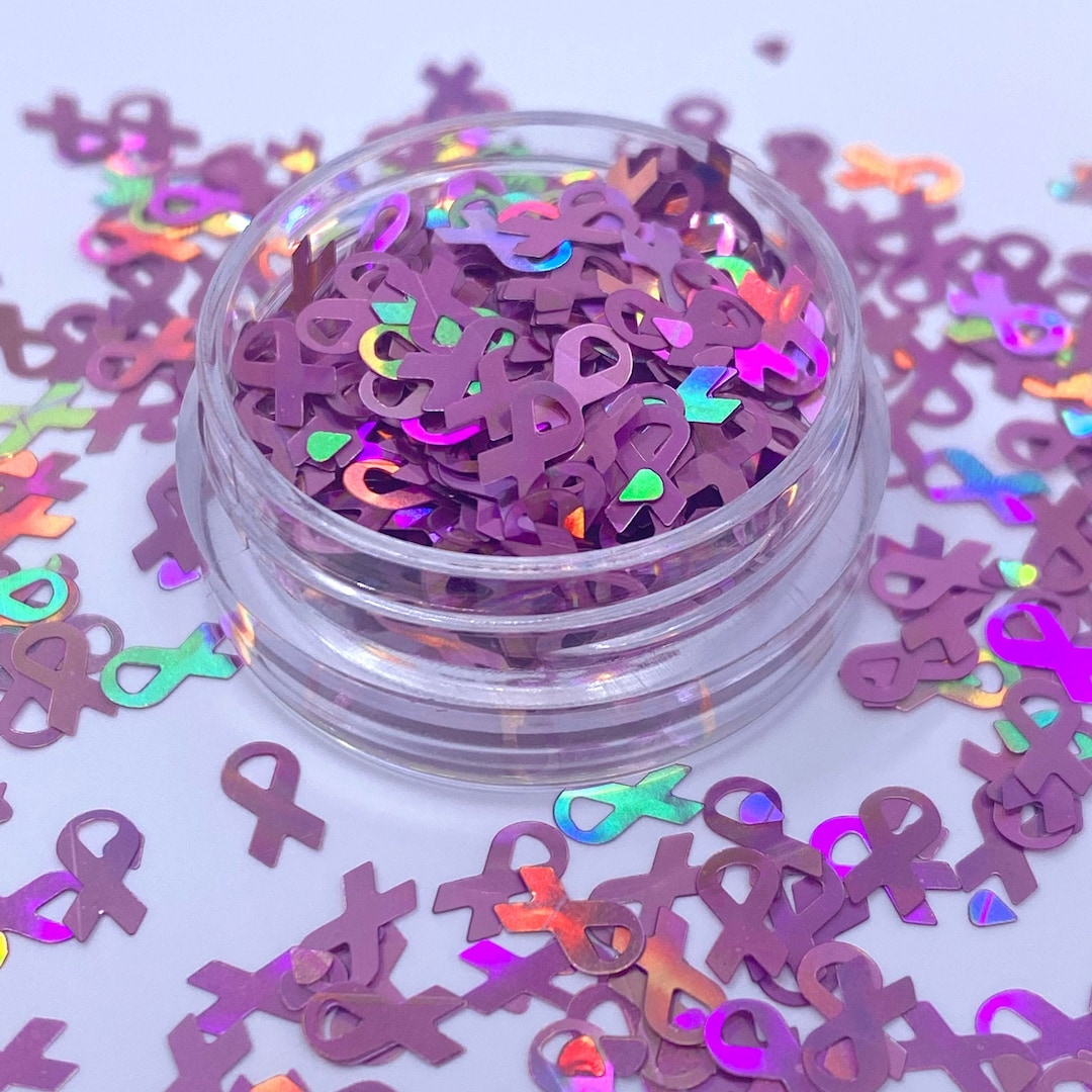 Lavender Ribbon Shape Glitter, Cancer Awareness, Polyester Glitter ...