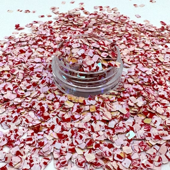 Peppermint Bark Chunky Glitter Red and White Polyester - Etsy