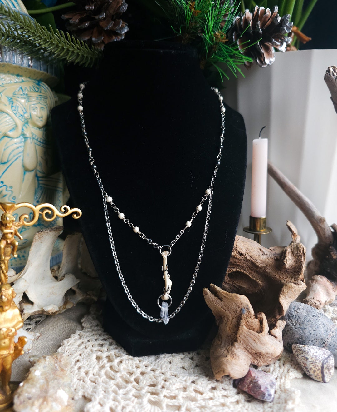 Still Chipmunk Howlite Crystal Bone Necklace Talisman - Etsy