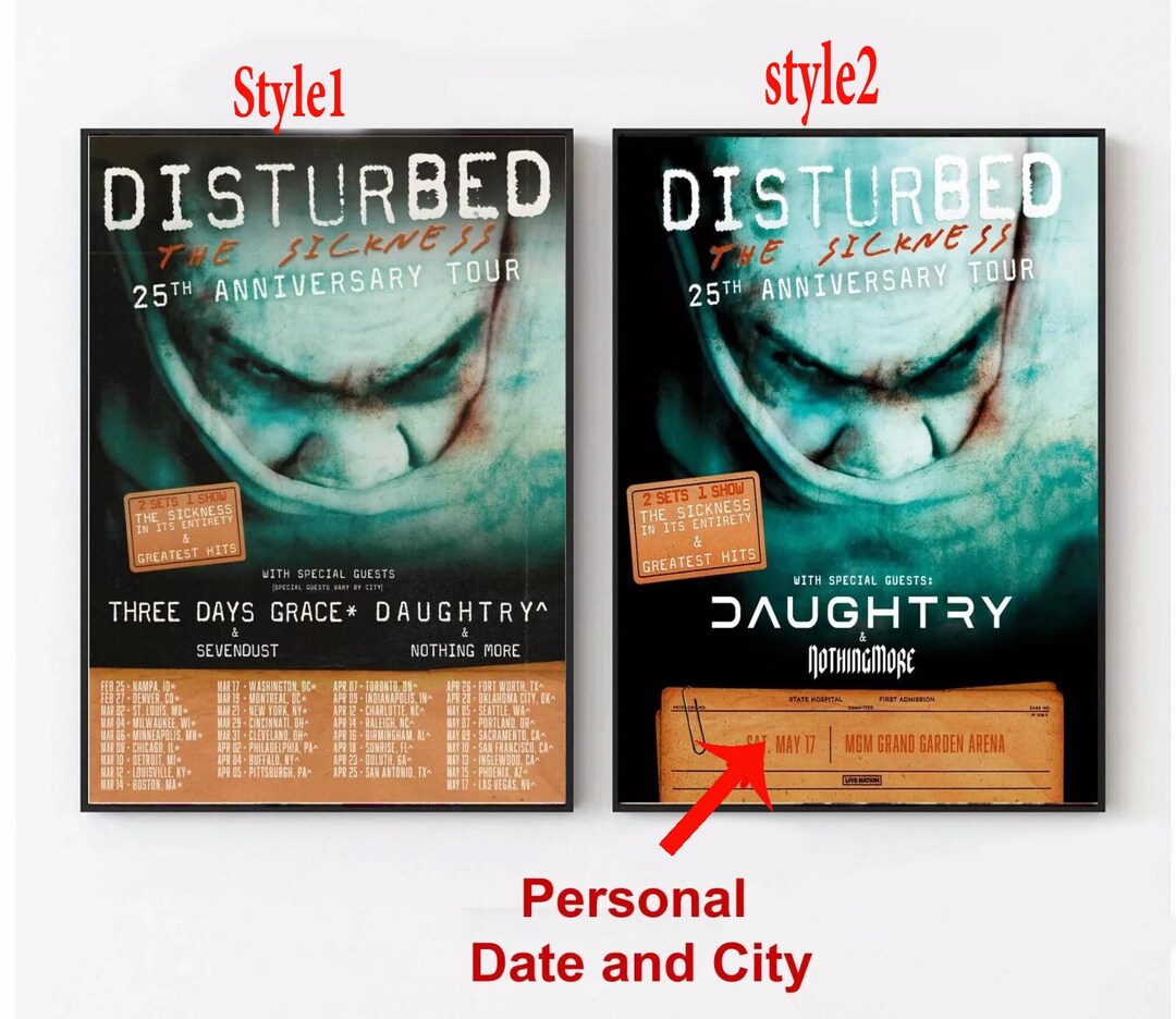 Disturbed Tour 2025 Poster, Custom Date and City Tour - Etsy