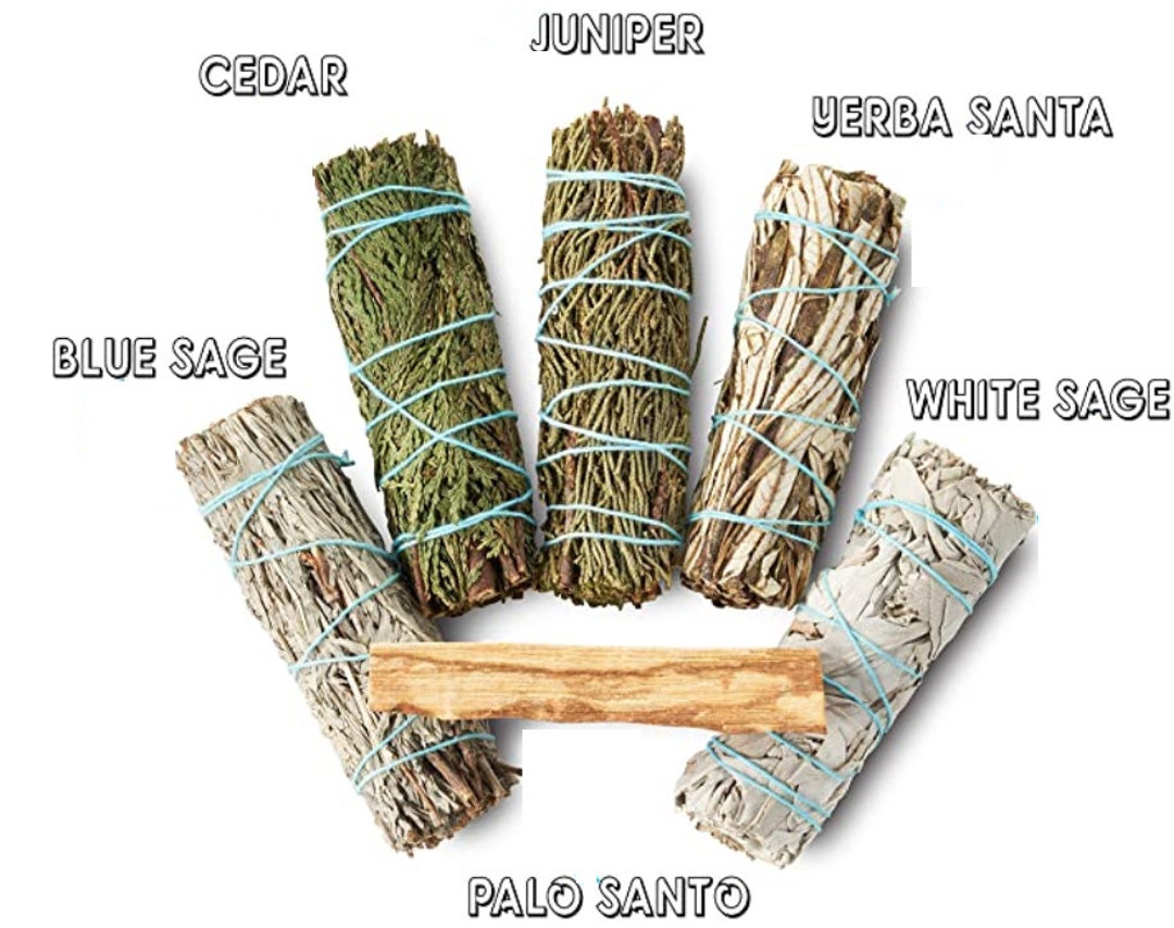 Smudging Sage Kit – White, Blue, Yerba Santa, Cedar, Juniper & Palo ...