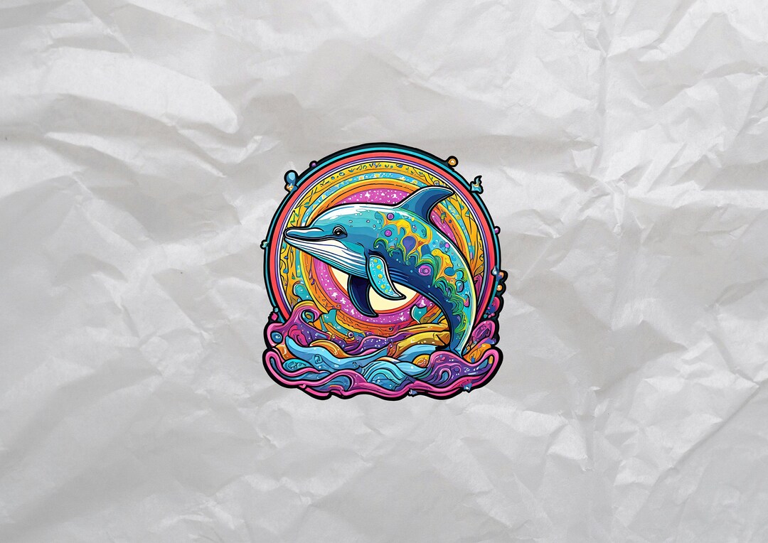 Psychedelic Dolphin Sticker: Trippy Weirdcore Vinyl Art - Etsy