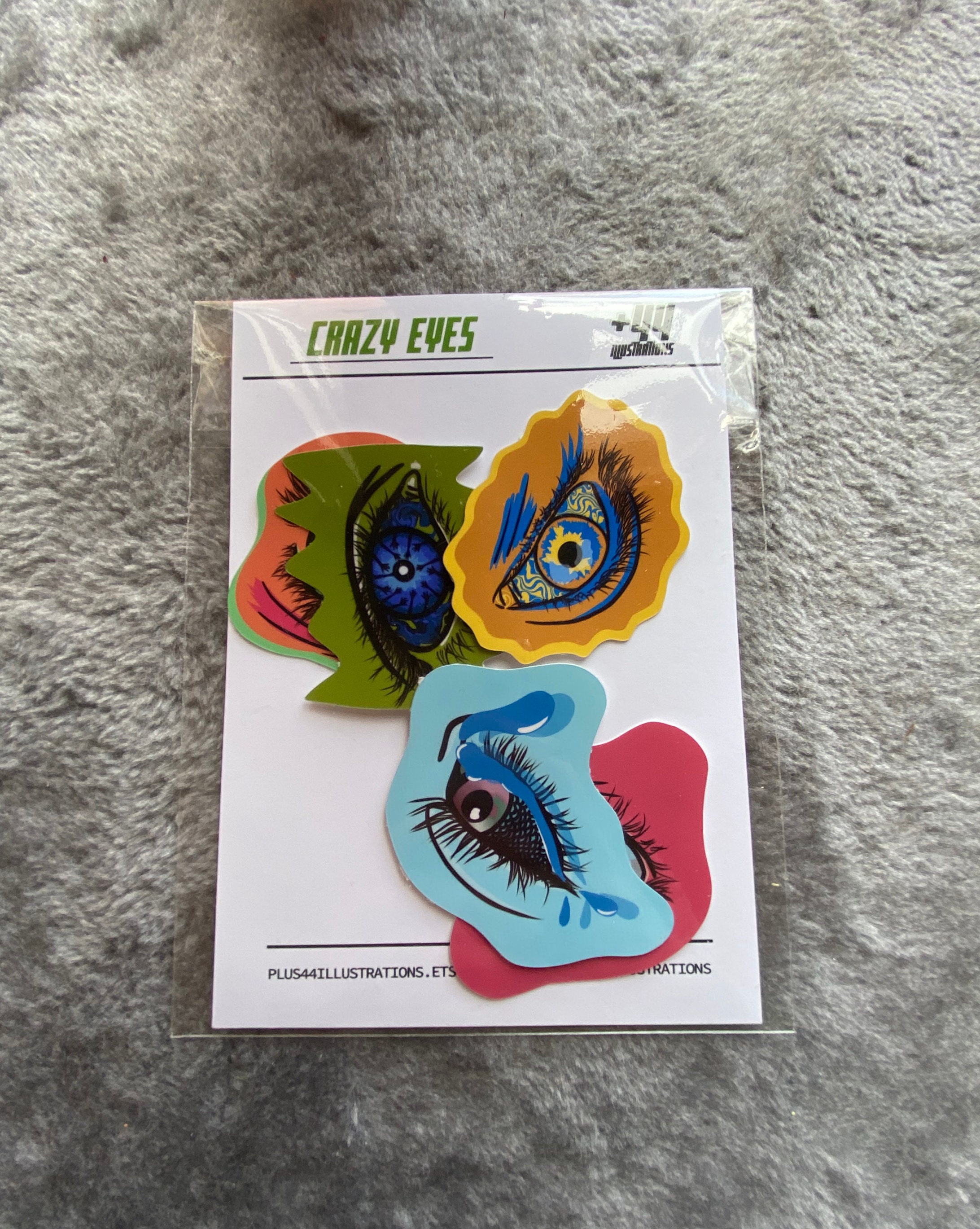 Art Hippie Rave Illustration Laptop Sticker Crazy Eyes Trippy Vinyl ...