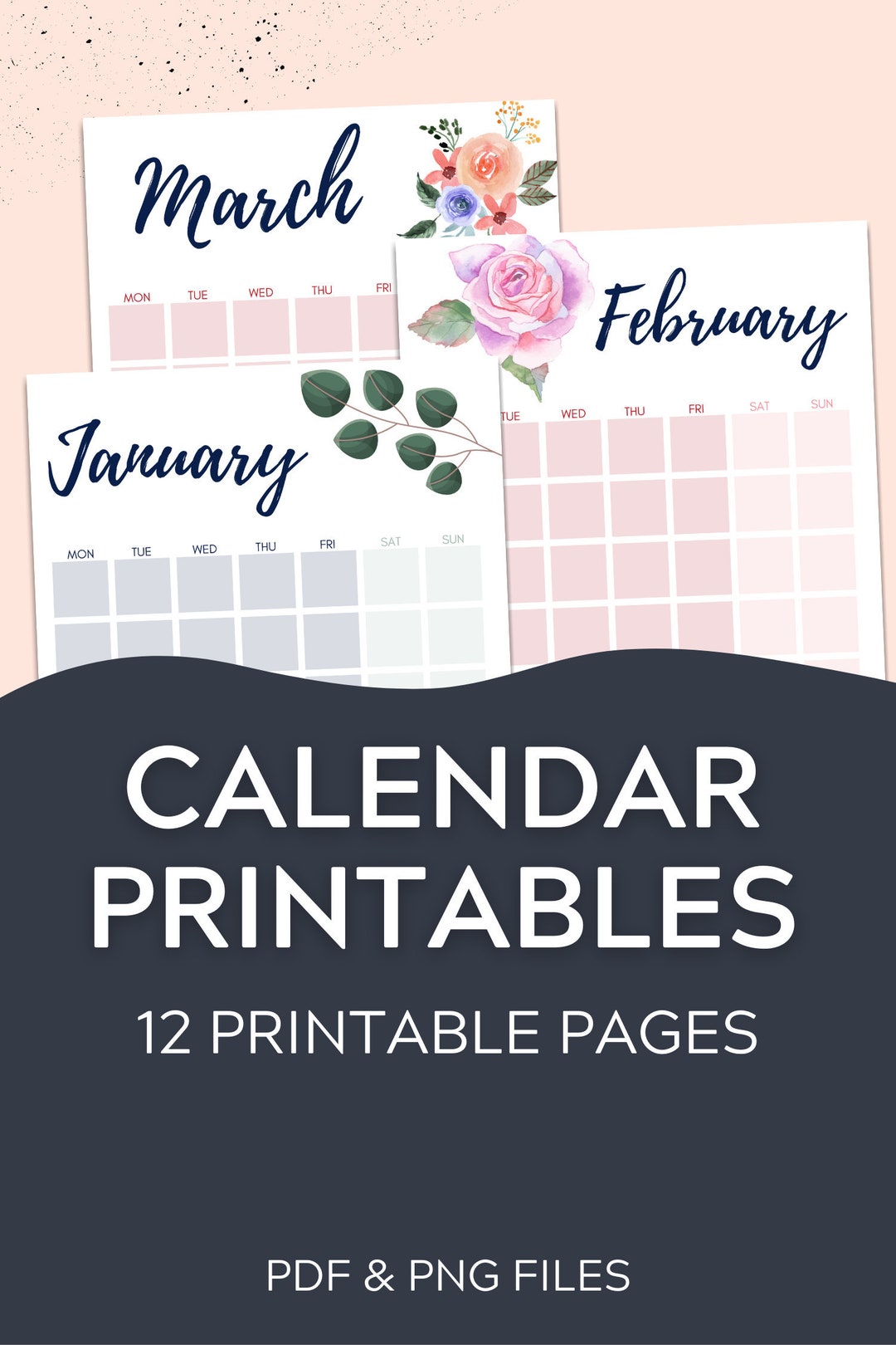Blank Watercolor Calendar Instant Download - Etsy