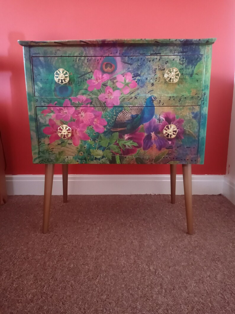 Bohemian, Peacock, Artistic, Eclectic Chest of Drawers. - Etsy UK