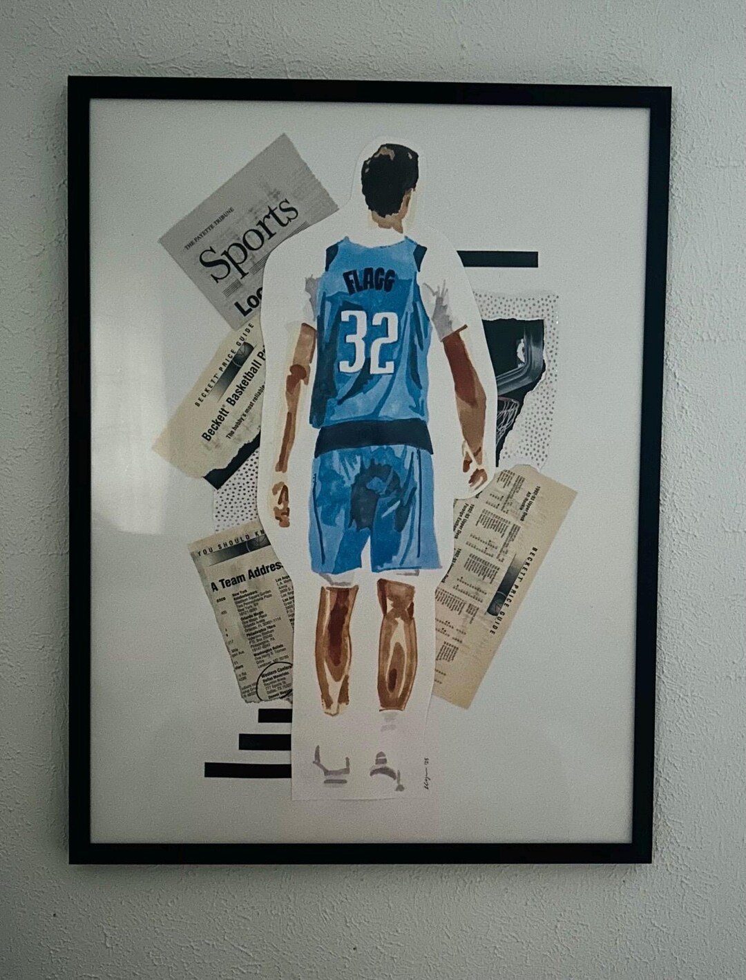 Original Cooper Flagg Hand Painted Artwork-watercolor 16X24 Mixed Media ...