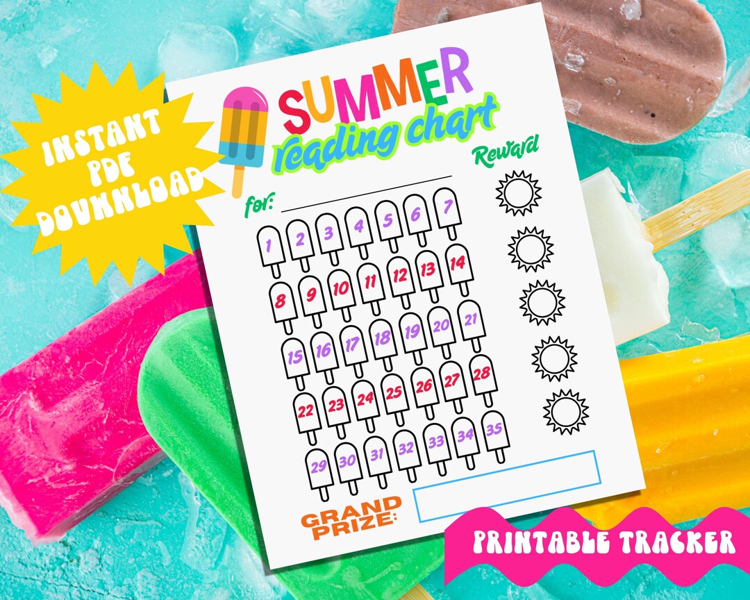 Summer Reading Chart – Ice Pop Theme – Instant Download PDF - Etsy