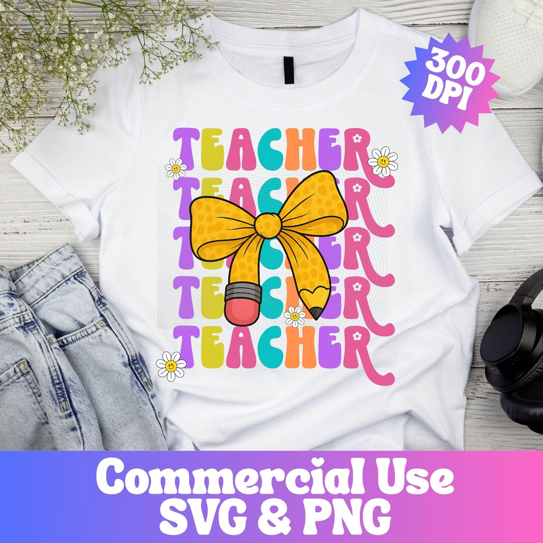 Retro Teacher Daisy PNG DIGITAL DOWNLOAD for Sublimation or Screens - Etsy