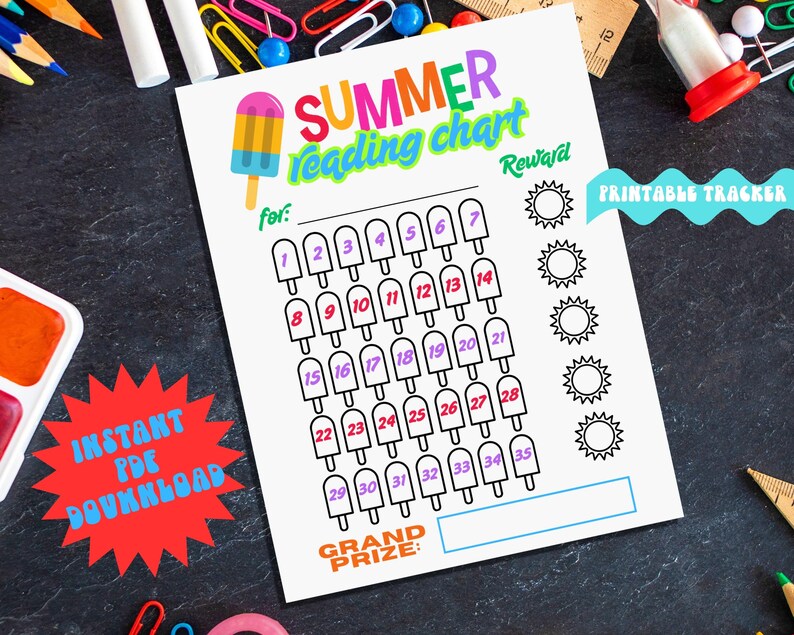 Summer Reading Chart – Ice Pop Theme – Instant Download PDF - Etsy