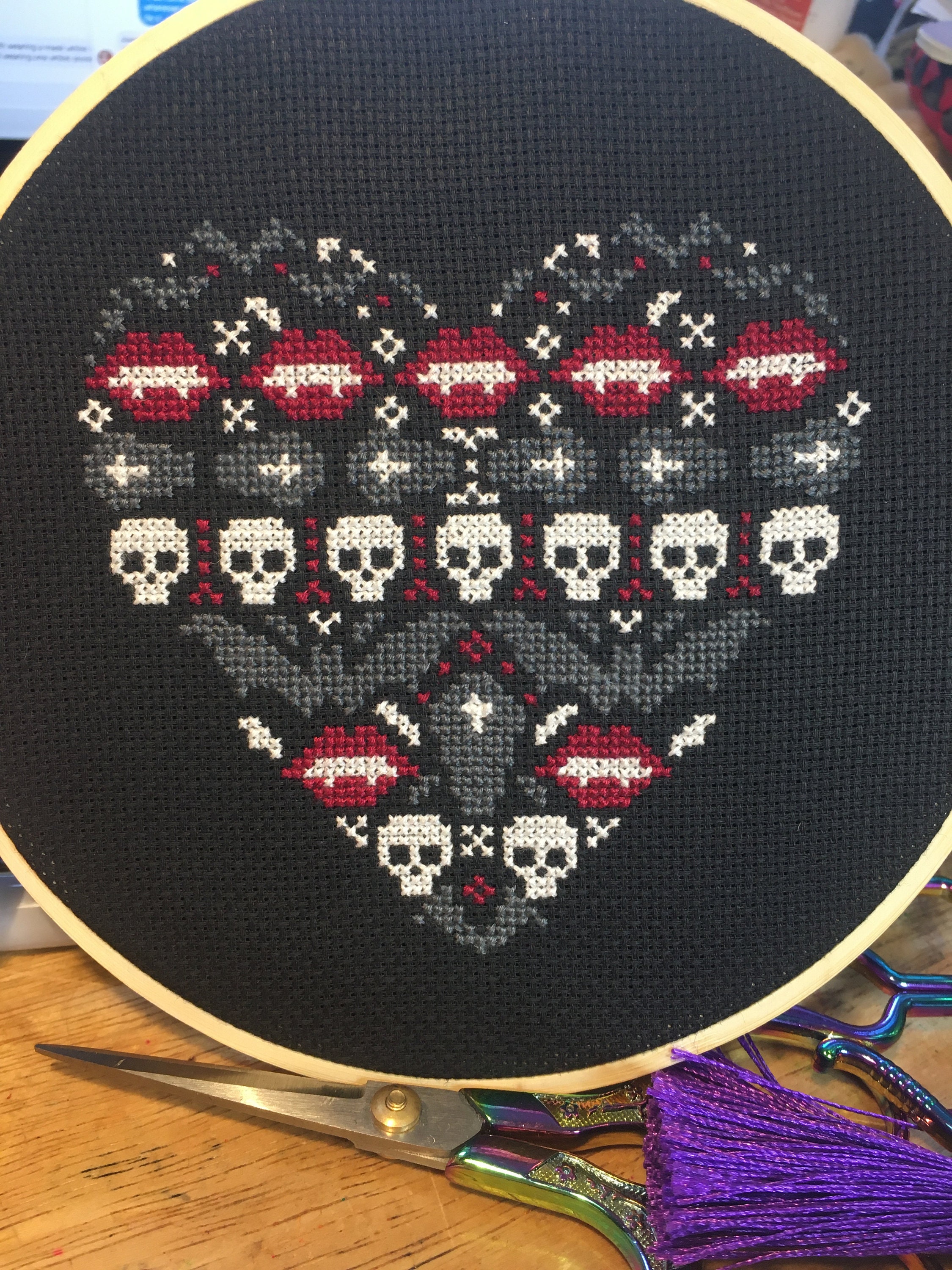 Scandi Style Vampire Themed PDF Cross Stitch Pattern - Etsy