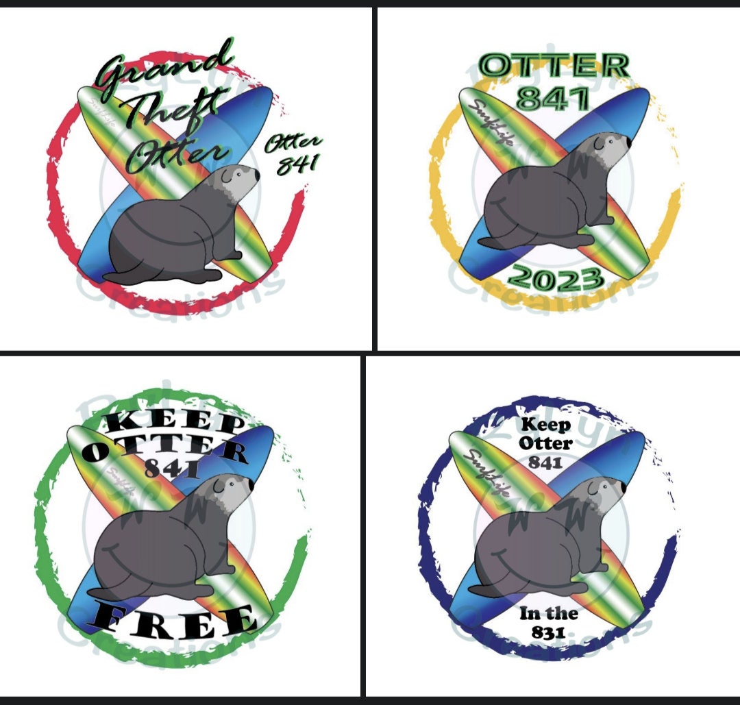 Otter 841 | Surfing Otter | Team 841 Sticker | Santa Cruz Otter | Sea ...