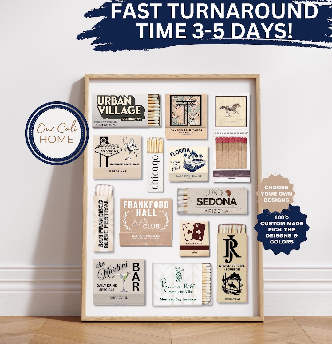 Custom Matchbook Print, Matchbook Poster, Personalized Matchbox Gift ...