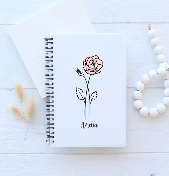 Personalized Notebook Birth Flower Notebook birth Month - Etsy