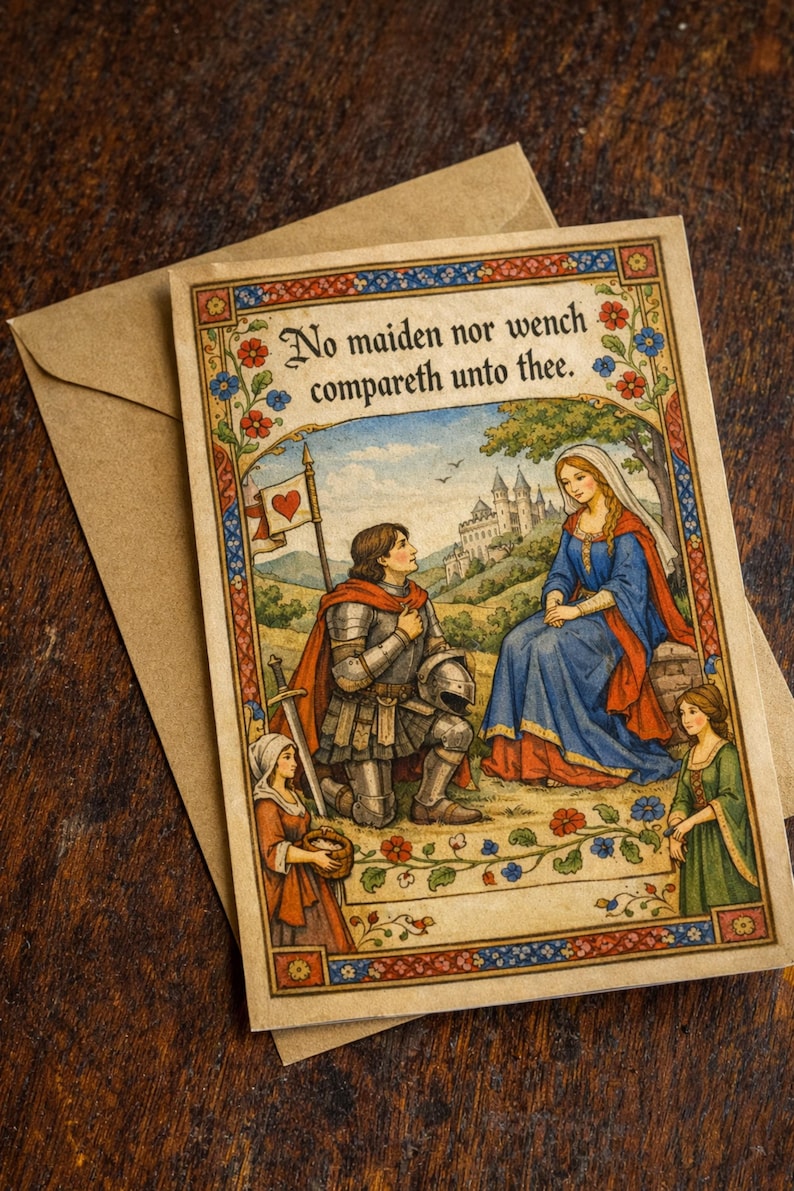 Funny Medieval Valentine's Day Card - Love is Main Quest - Etsy