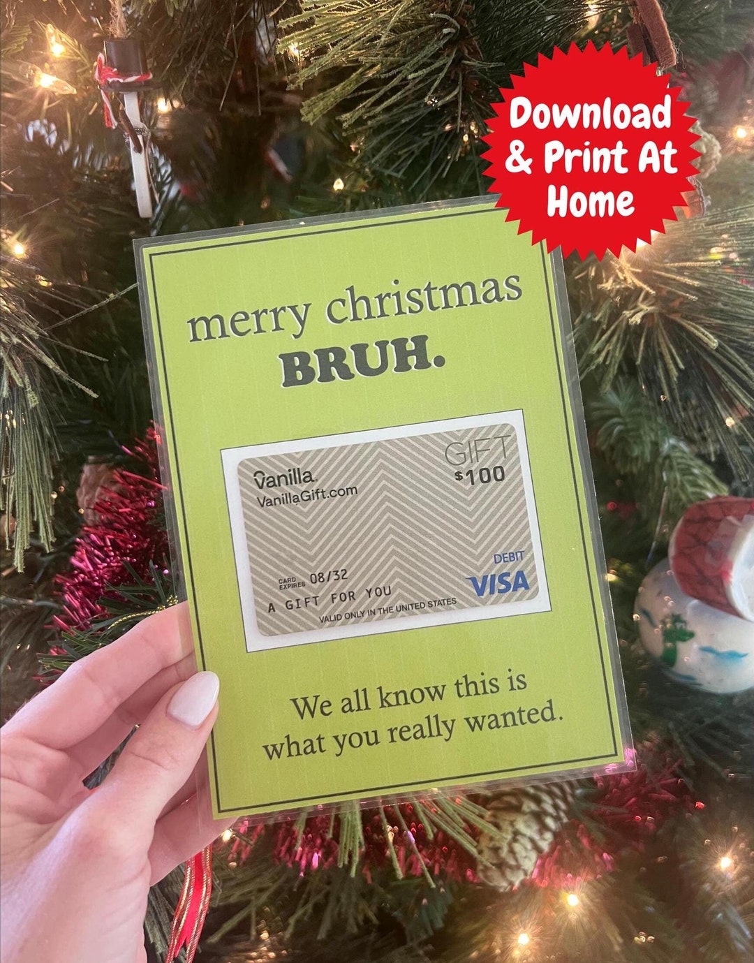 Gift Card Holder Bruh Money Holder Printable Bruh Christmas Funny ...