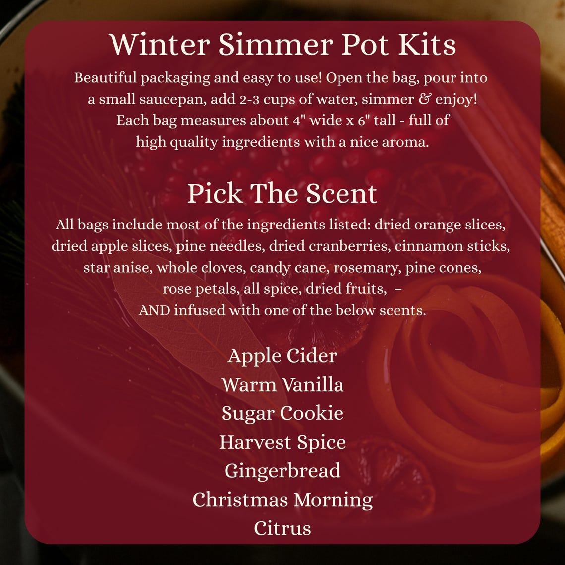 Winter Simmer Pot Kits - New Years Eve - Stovetop Potpourri Dried ...