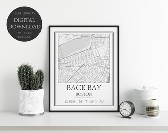 Back Bay Boston Map - Etsy