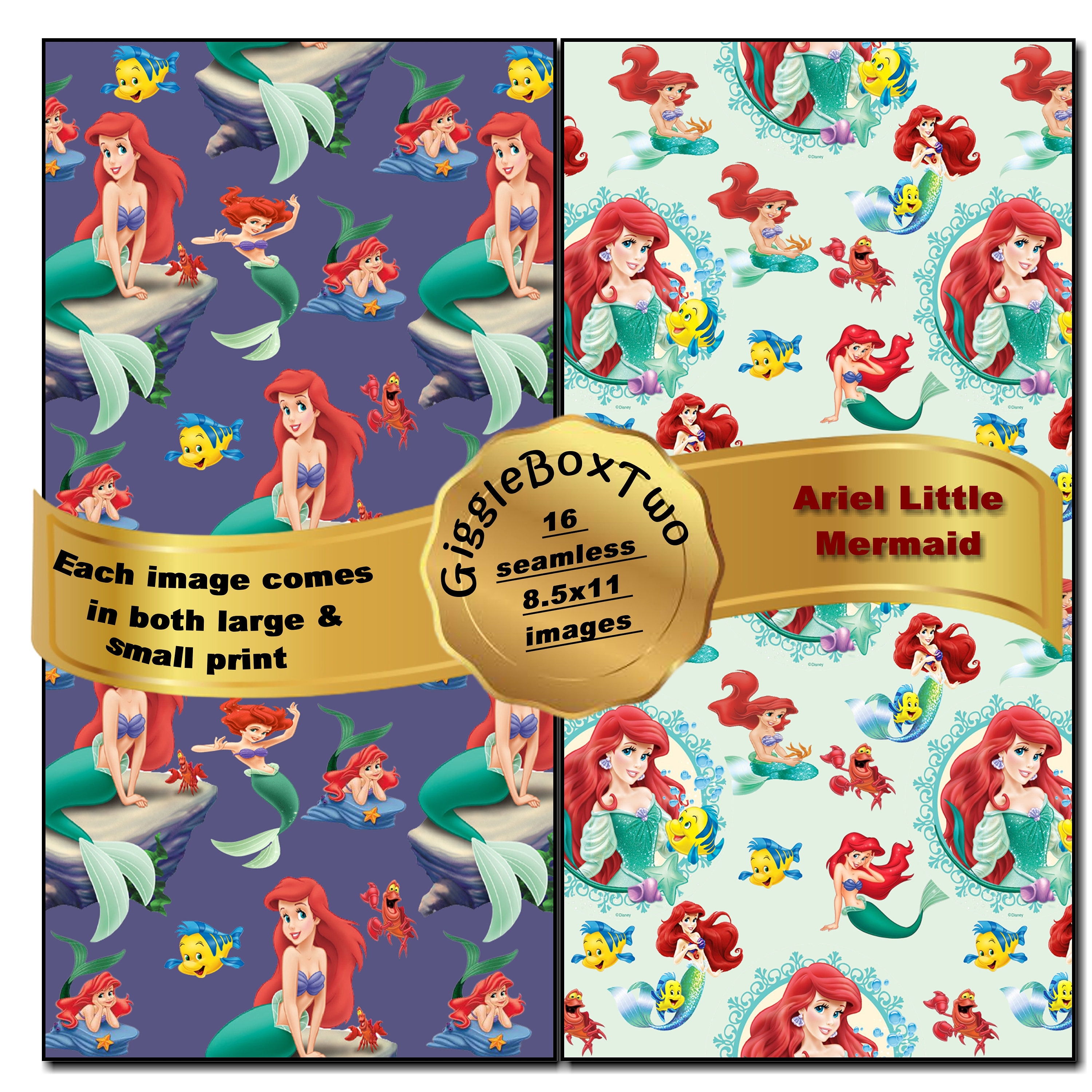 Ariel Little Mermaid Seamless Design Formatted for 8.5 X 11 by ...