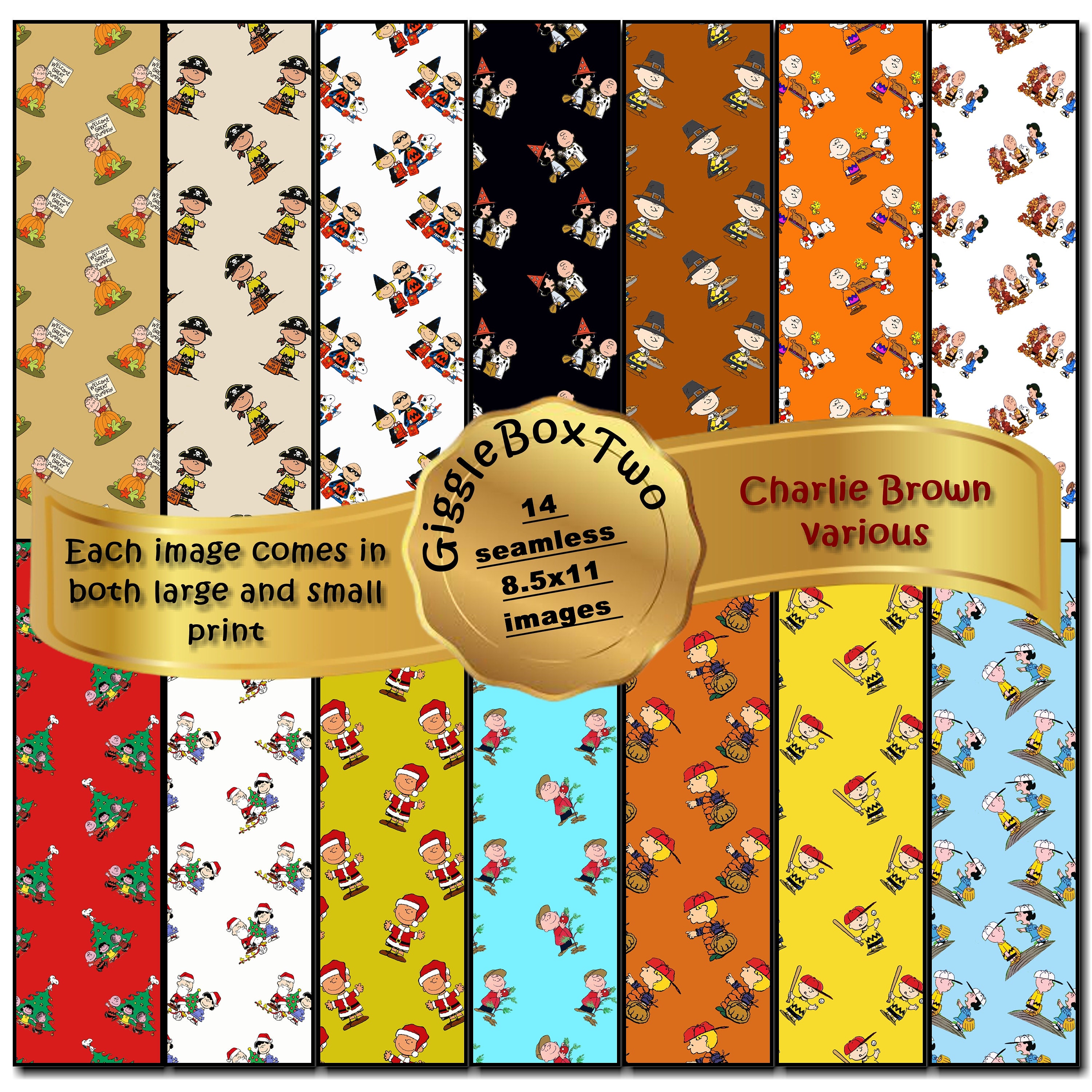 Charlie Brown Various Seamless Design Formatted for 8.5 X 11 by ...