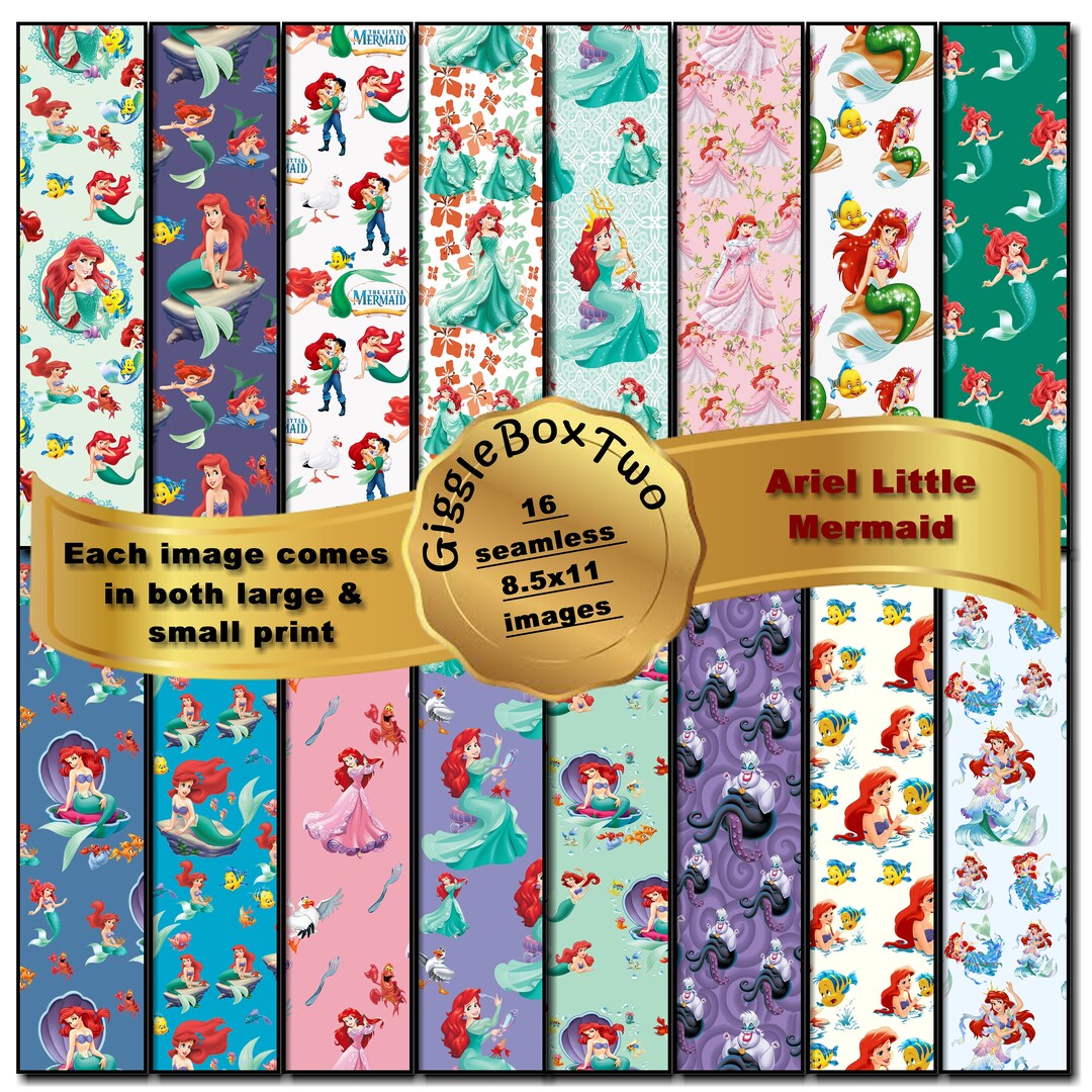 Ariel Little Mermaid Seamless Design Formatted for 8.5 X 11 by ...