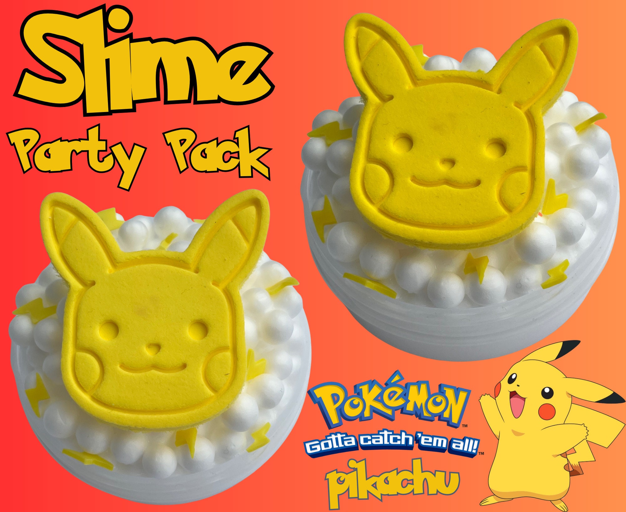 Pikachu Slime Pokemon Party Favor Pack Foam Electric Yellow Poke - Etsy