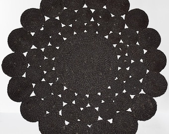 Oriental Zarla Black Round Jute Rug Handcrafted From 100% Jute - Etsy