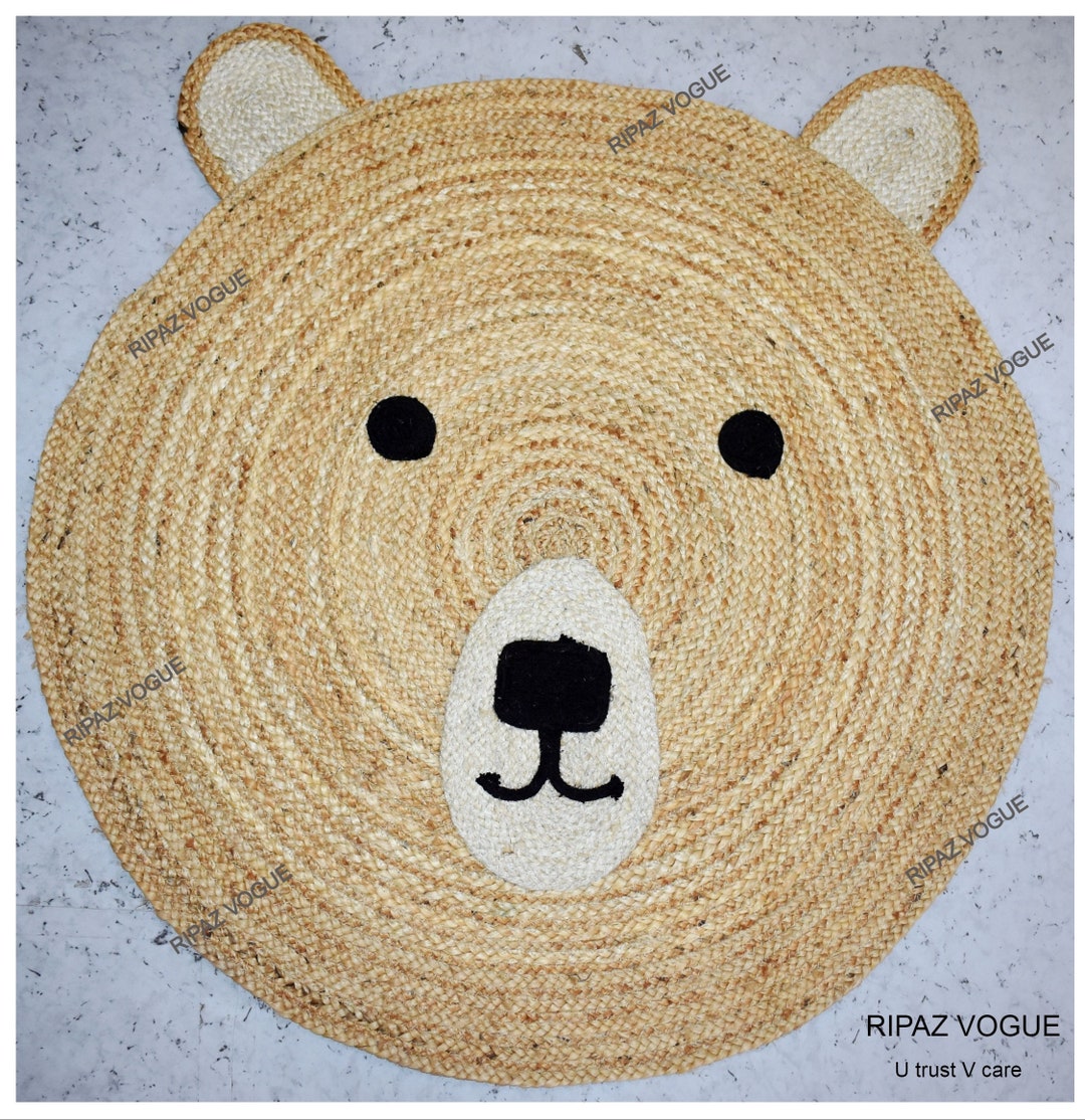 TEDDY Design Jute Rug Hand Braided Round Area Rug, Decorative Rug for ...