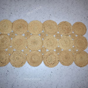 Square Natural Jute Rug Circle Design Handmade Square Jute - Etsy