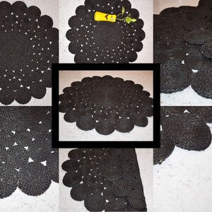 Black Jute Rug Round Hand Braided Circle Design Area Rug, Custom Size ...