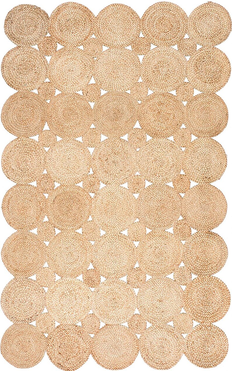 Square Natural Jute Rug Circle Design Handmade Square Jute - Etsy