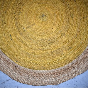 RUG Natural Jute Hand Braided Yellow With Beige Border Round - Etsy
