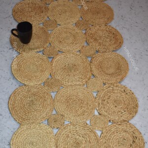 Square Natural Jute Rug Circle Design Handmade Square Jute - Etsy